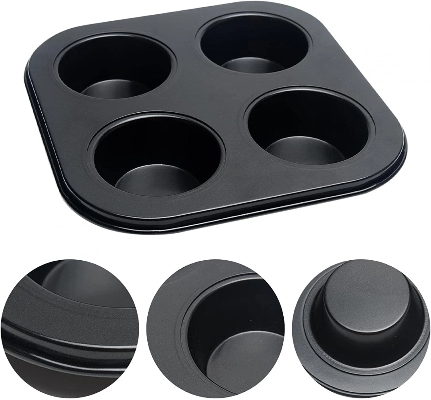 4 Cup Muffin Pan Mold - Non-Stick Cupcake Baking Tray/Tin - Carbon ...