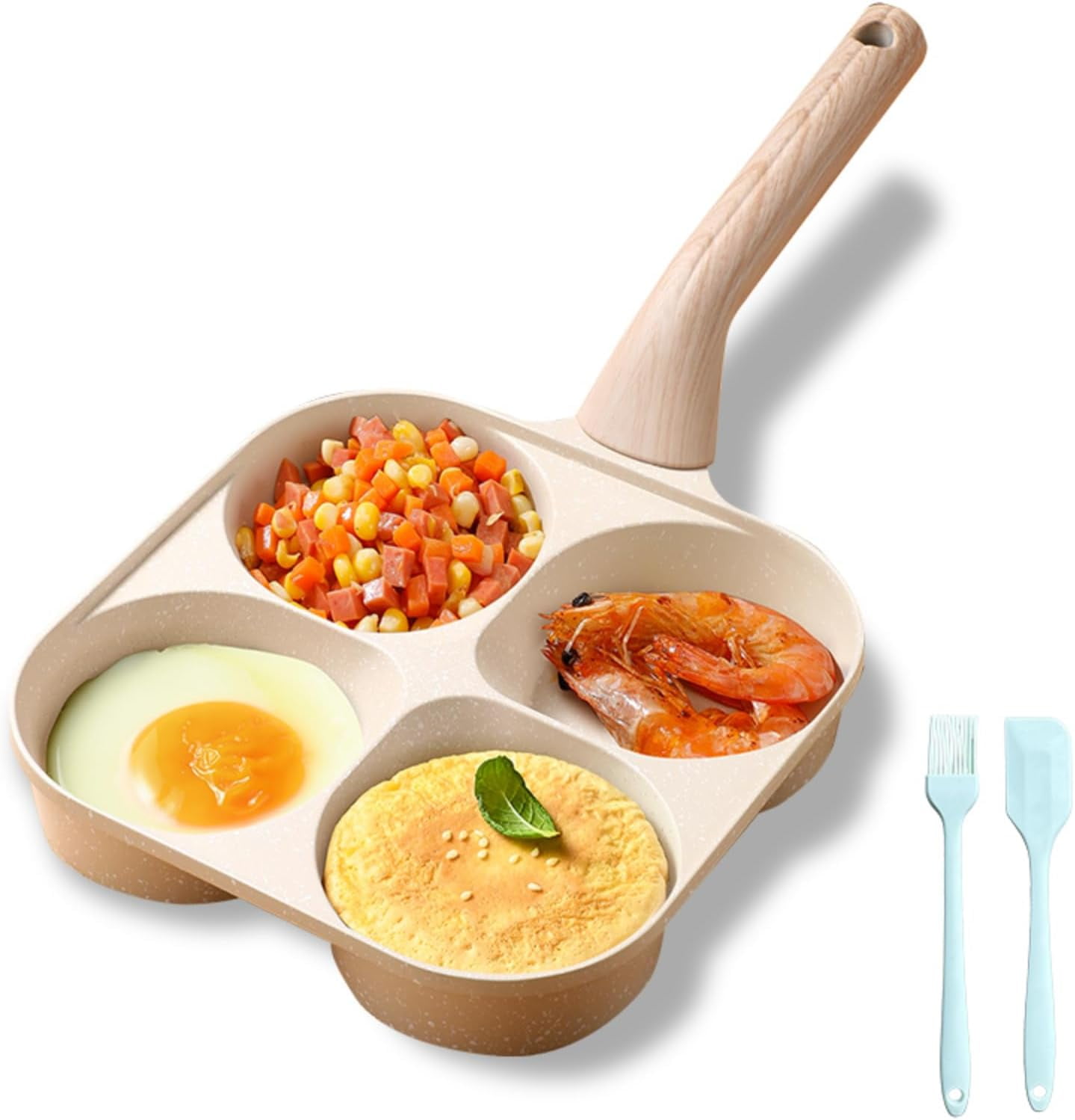 4-Cup Non-stick Egg Frying Pan, Raised Handle for Gas & Induction ...
