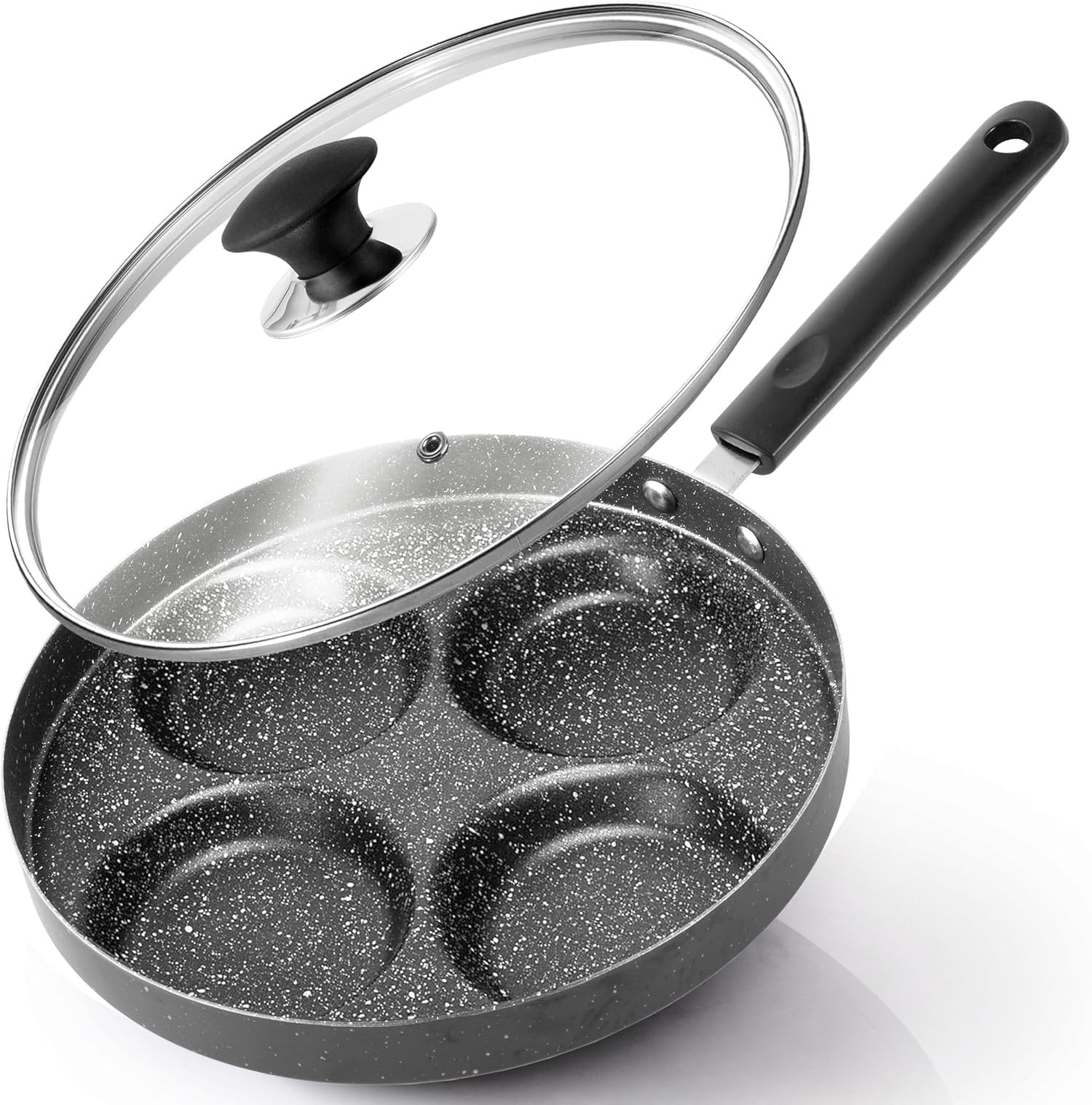 4-Cup Nonstick Egg Frying Pan with Lid, Fried Egg Pan, Omelette Pan ...