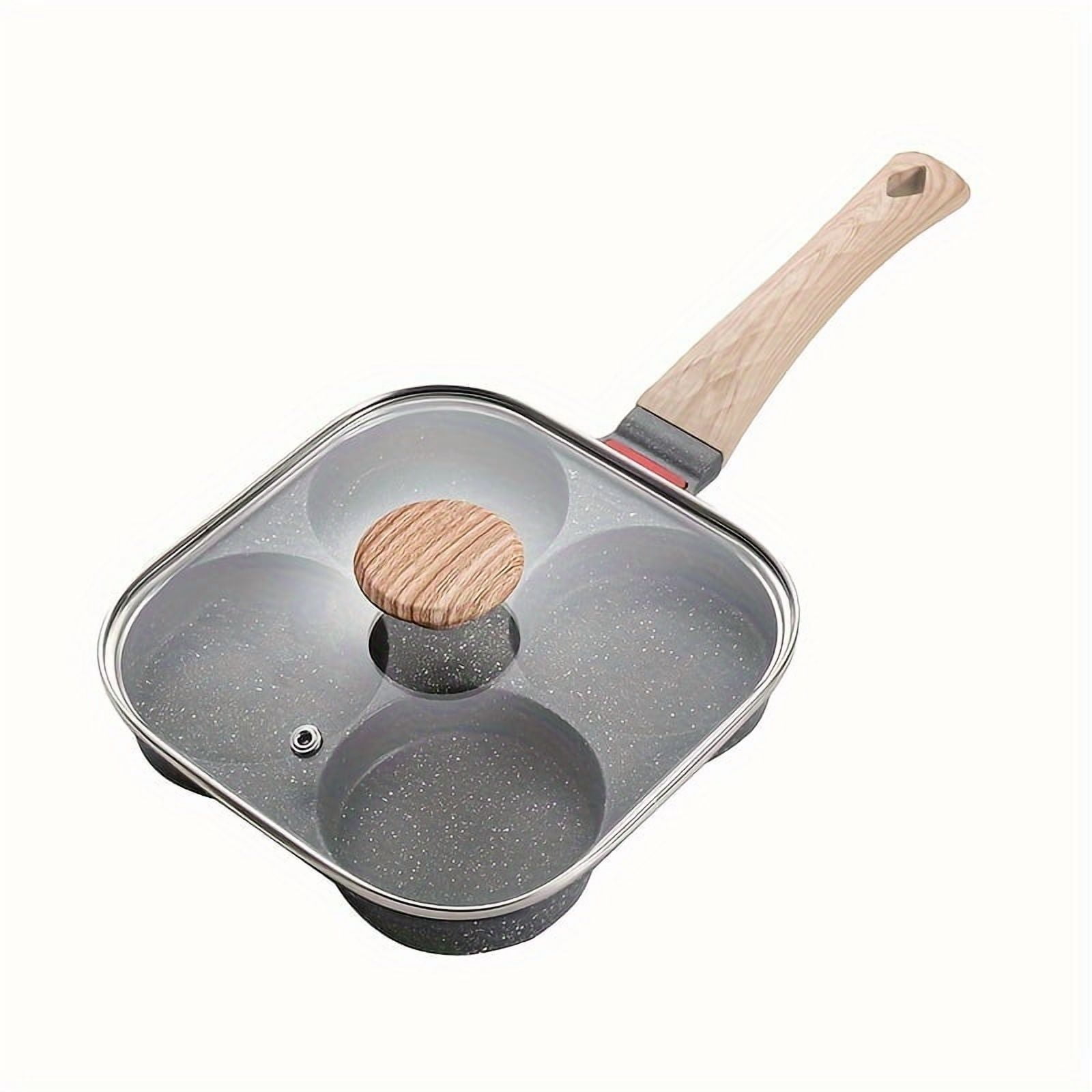 4-Cup Nonstick Egg Pan with Lid - Granite Coating Omelette Skillet ...