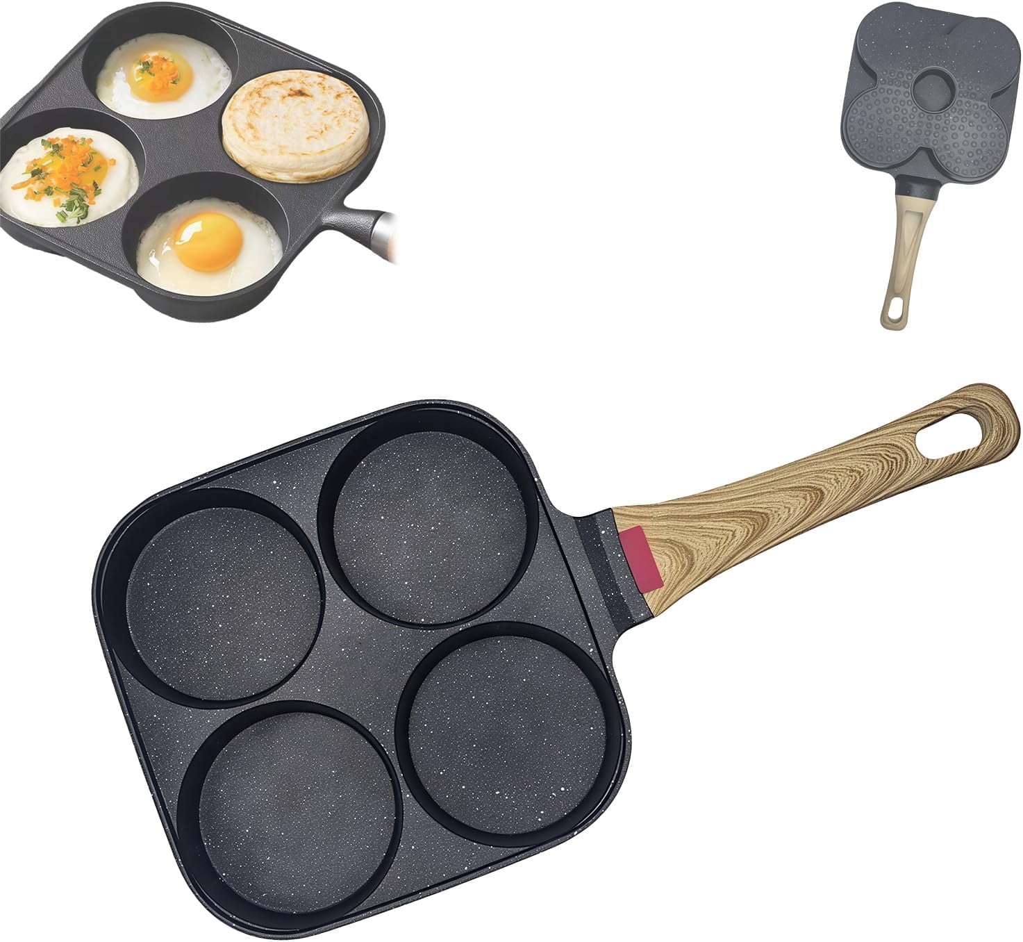 4-Cup Nonstick Egg & Pancake Pan - Multi-Section Aluminum Skillet with ...