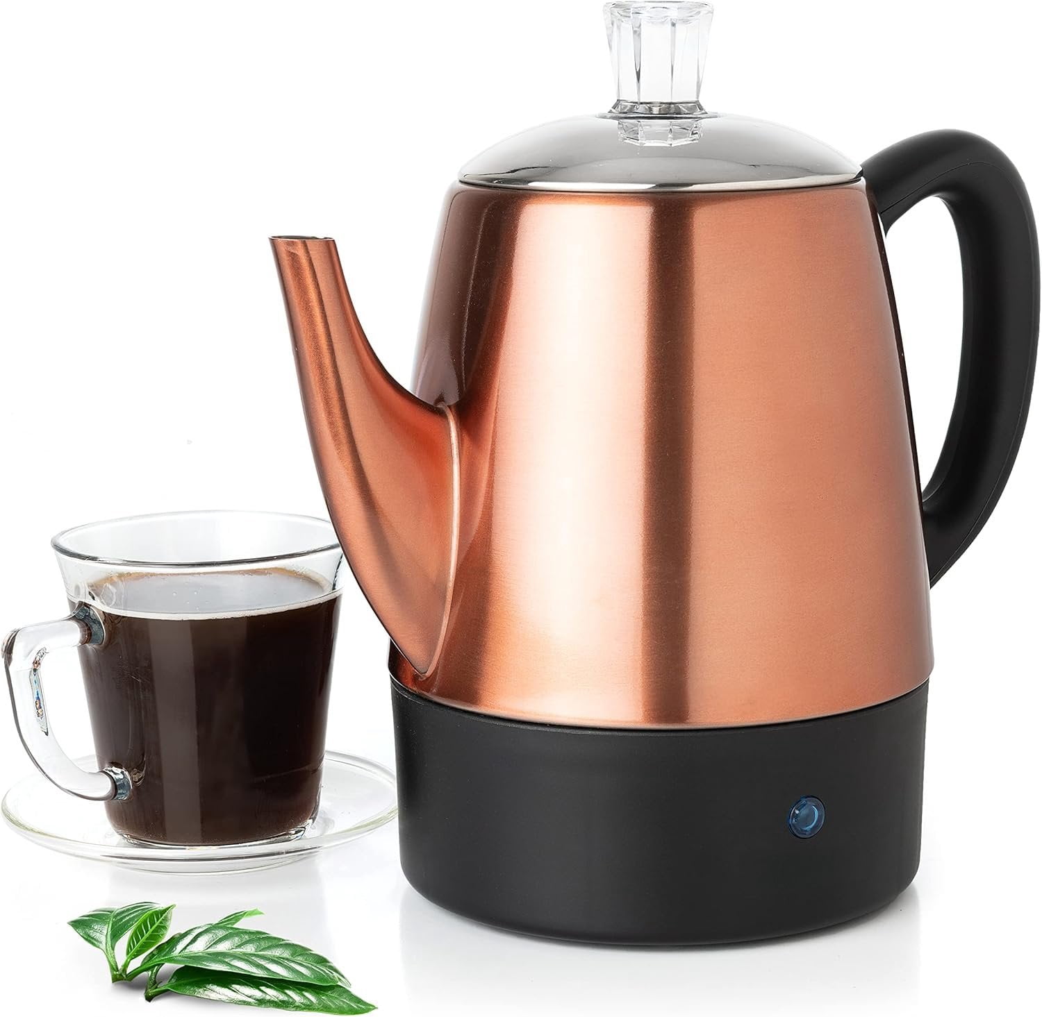 4 Cup Percolator Coffee Pot Electric, Copper Stainless Steel Coffee ...