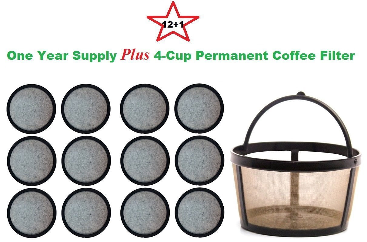 4-Cup Permanent Basket-Style Coffee Filter & a set of 12 Water Filters ...