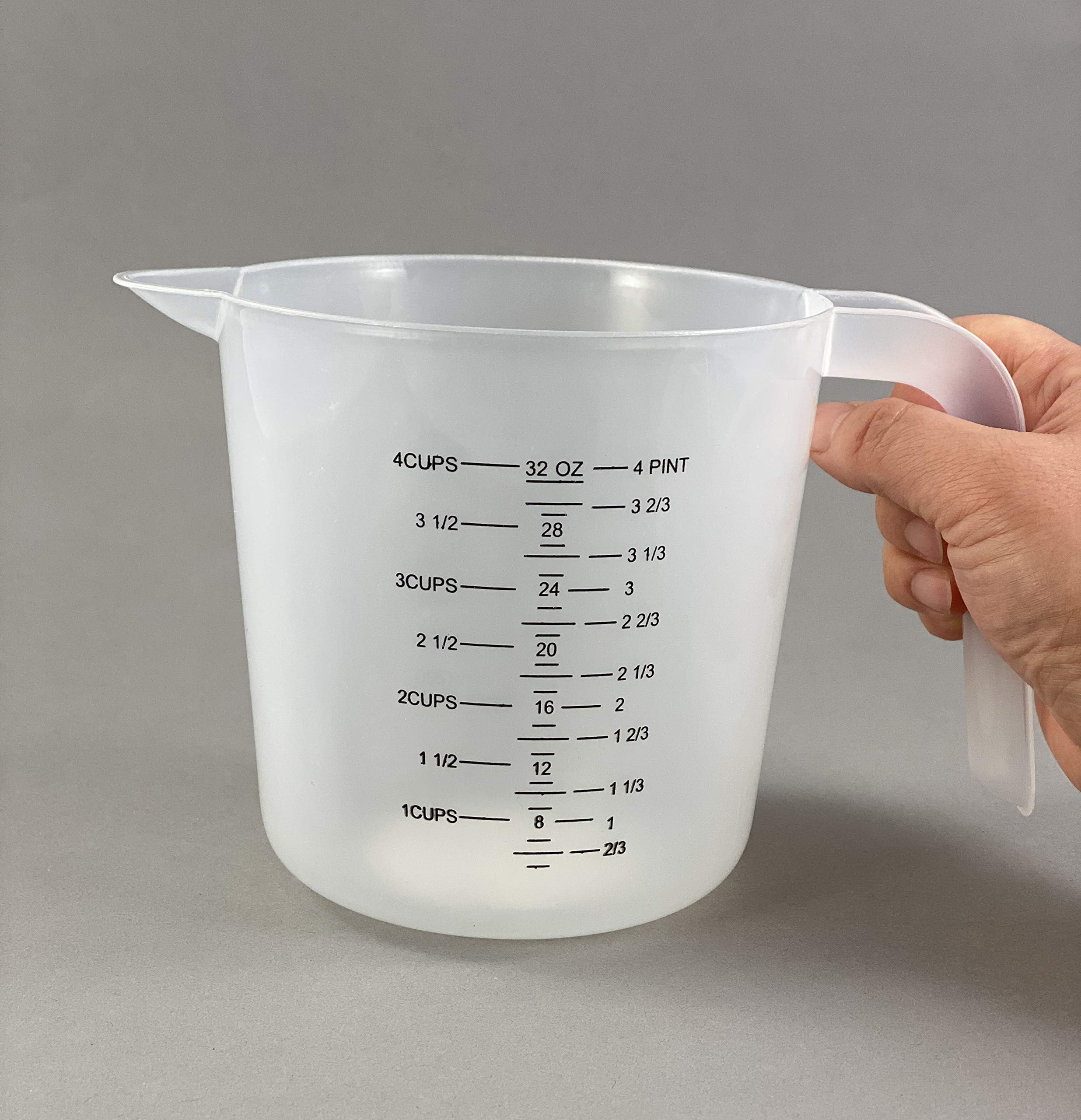 4-Cup Plastic Measuring Cup for Kitchen Use with Measuring Lines in Black Text Frosted Cup (1 ...