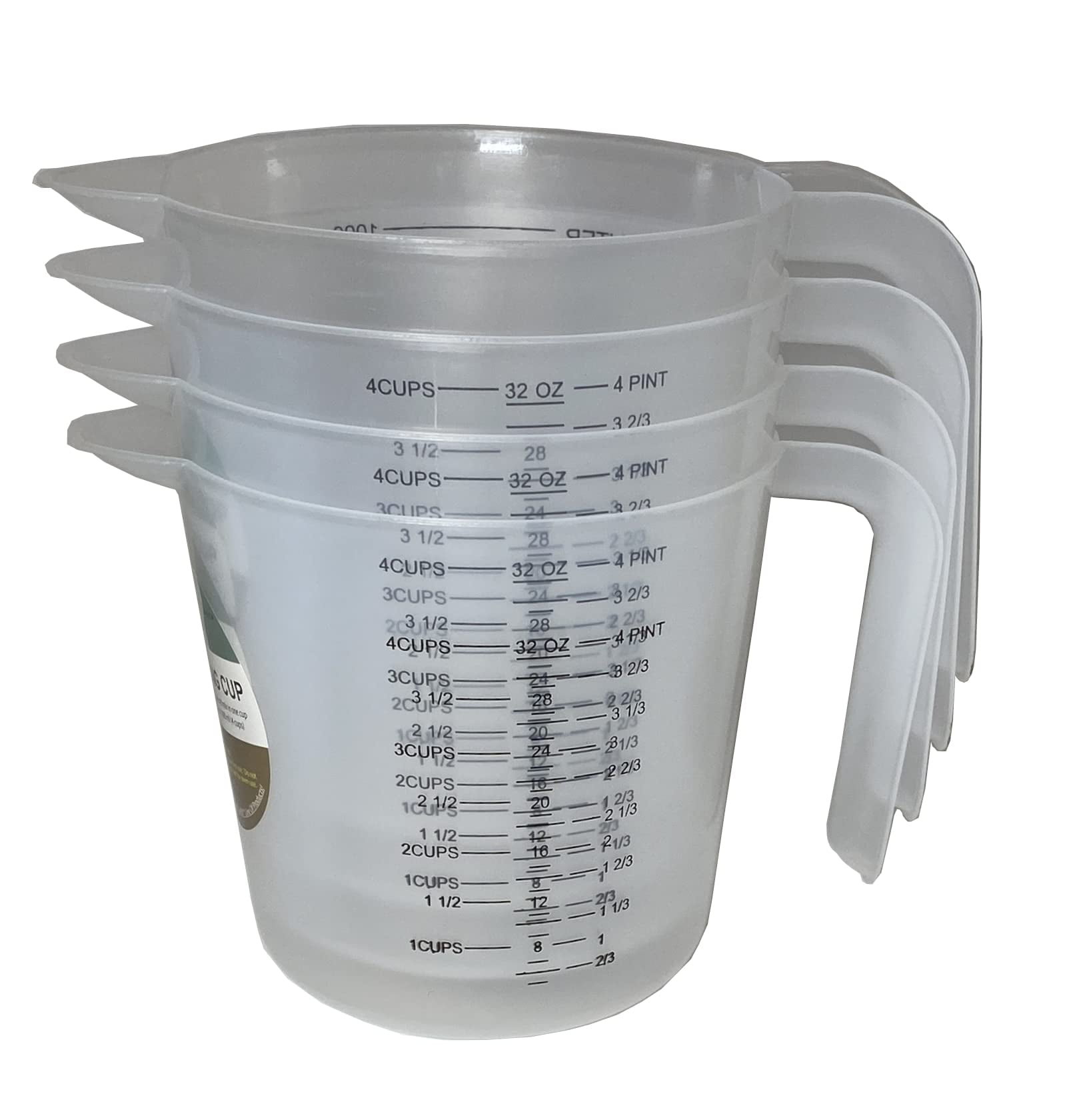 4-Cup Plastic Measuring Cup for Kitchen Use with Measuring Lines in ...