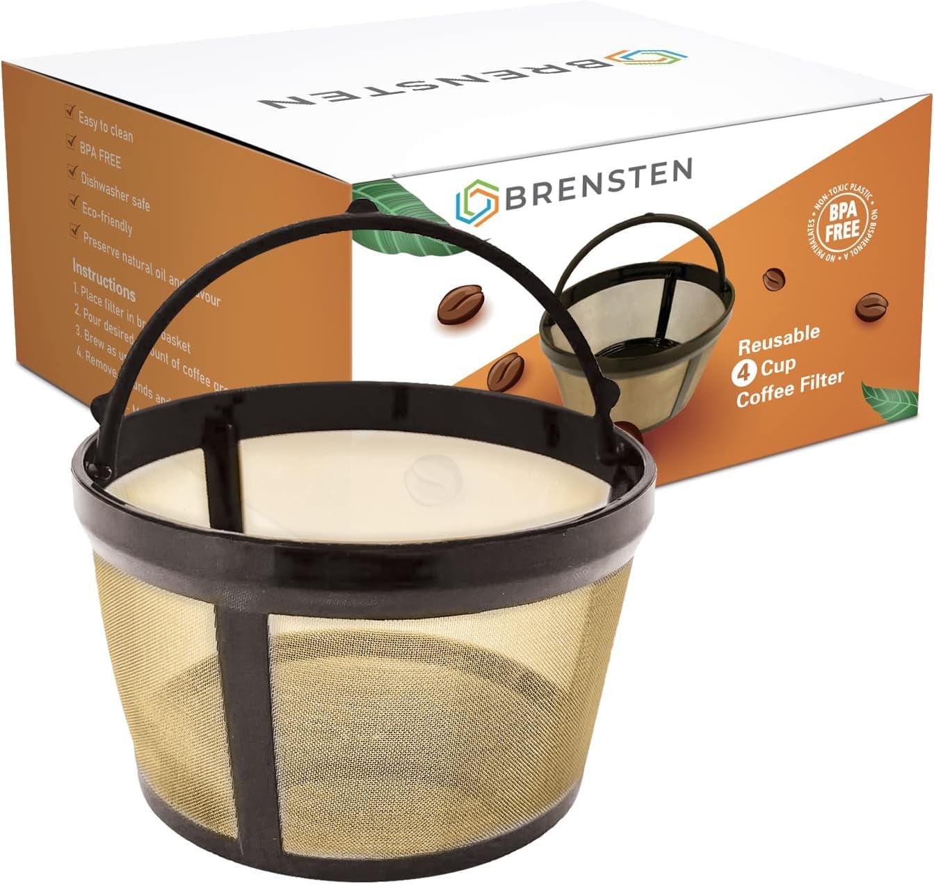 4 Cup Reusable Filter Basket With Closed Bottom Fits MrCoffee Coffee ...