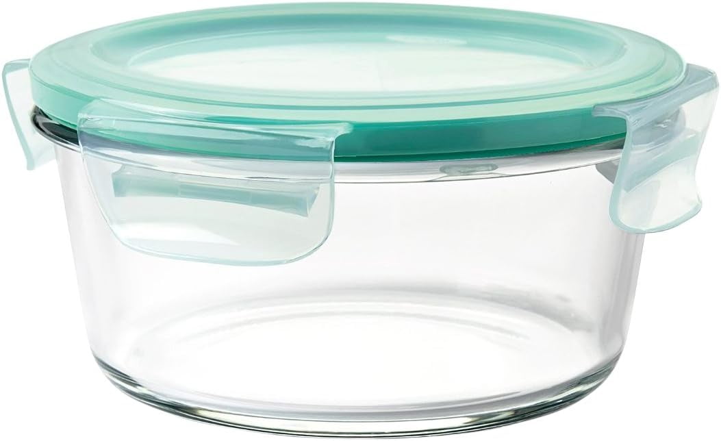 4 Cup Smart Seal Leakproof Glass Round Airtight Food Storage Container ...