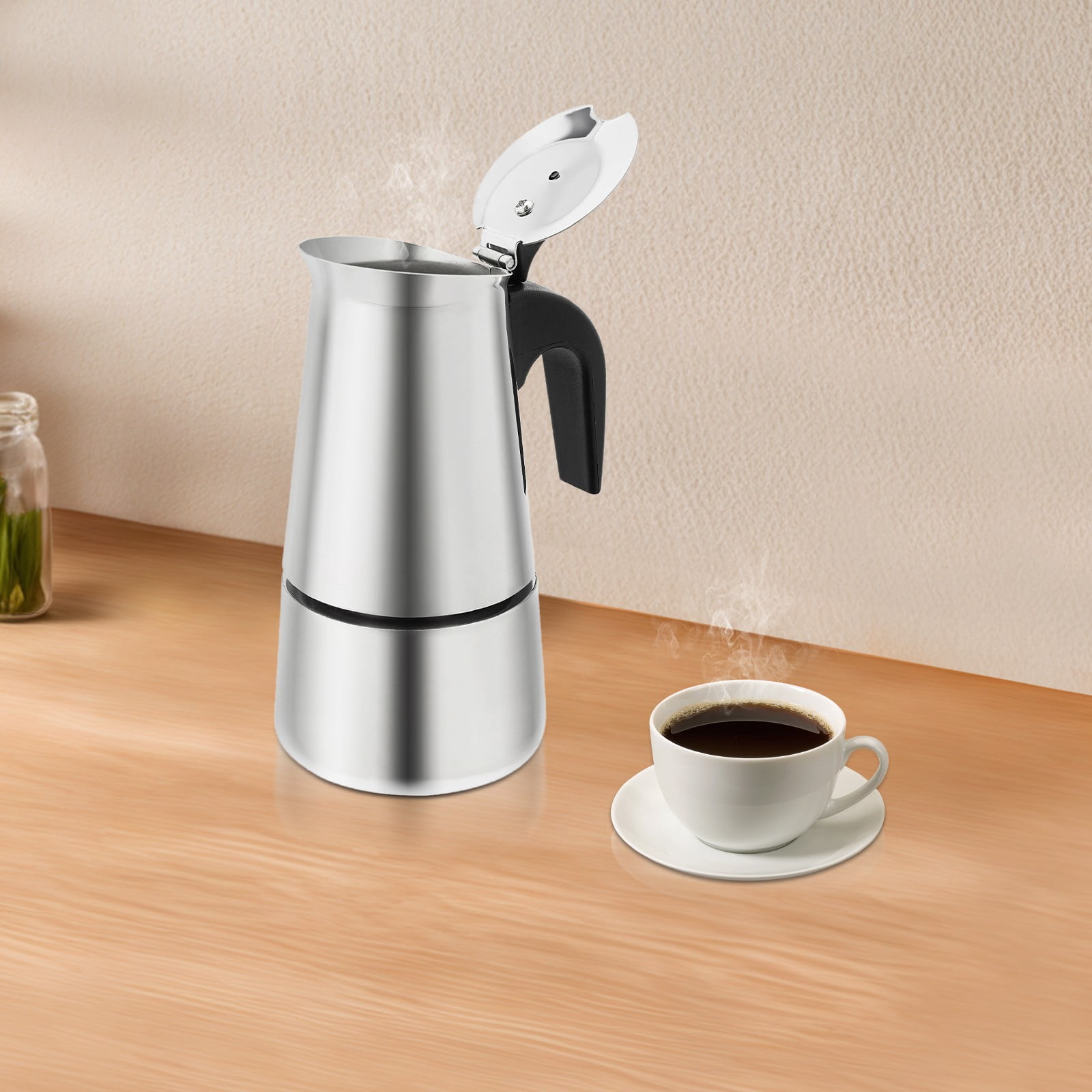 4 Cups 200ml Portable Espresso Coffee Maker Stainless Steel Moka Pot ...