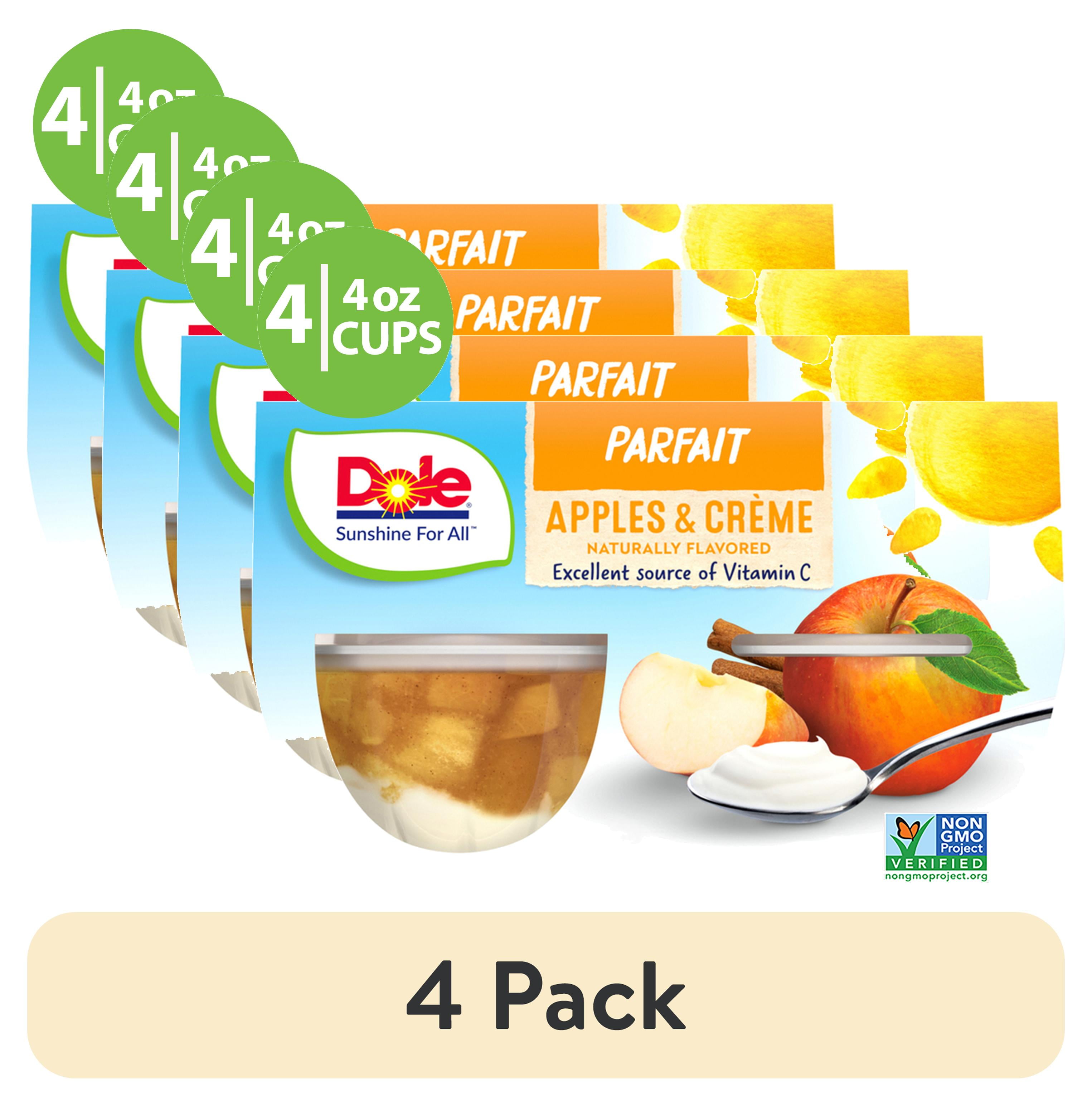 (4 pack) Dole Fruit Bowls Apples and Crème Parfait, 4.3 oz Cups (4 Pack ...