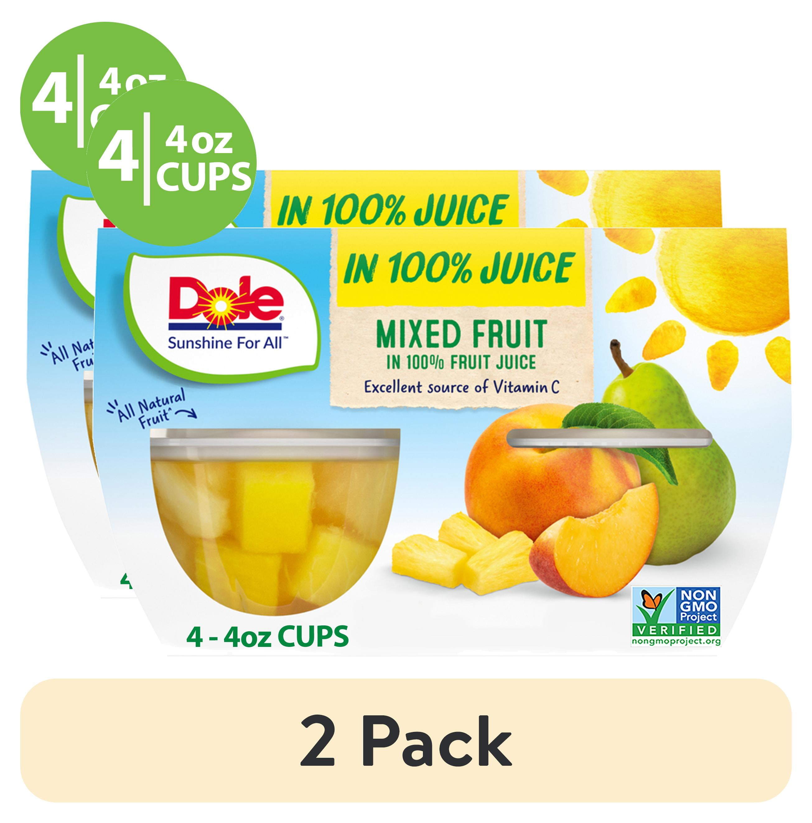 (2 pack) (4 Cups) Dole Fruit Bowls Mixed Fruit in 100% Fruit Juice, 4 oz - Walmart.com