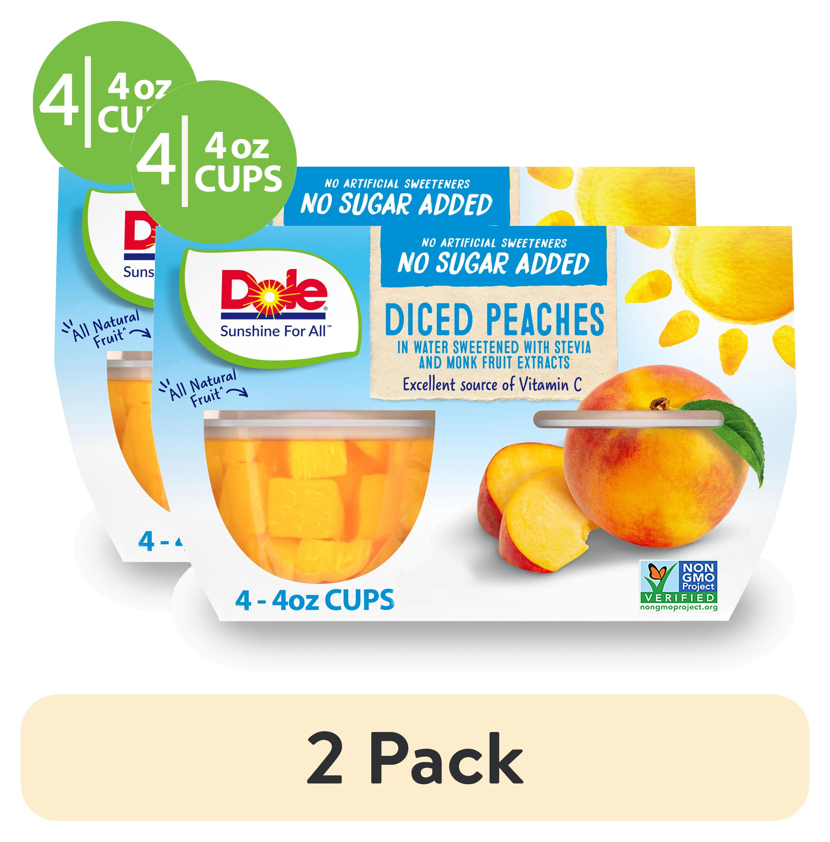(2 pack) Dole No Sugar Added Yellow Cling Diced Peaches Fruit Bowls ...