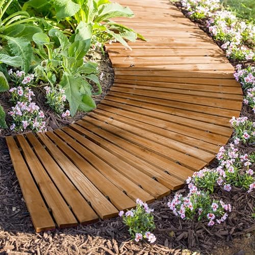 4' Curved Outdoor Wooden Pathway | 18" Wide Rollout Outdoor Garden ...