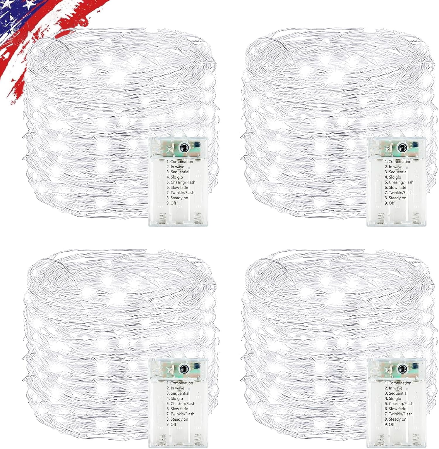 4 Cuttable Fairy Lights Operated, 20FT 60LED Twinkle Lights with Timer ...