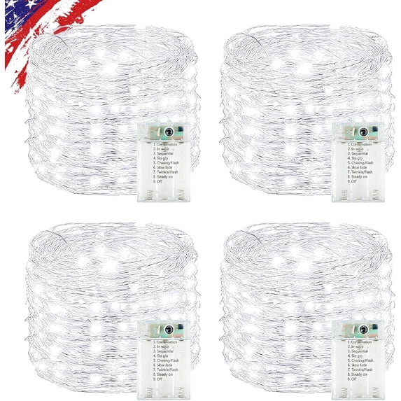 4 Cuttable Fairy Lights Operated, 20FT 60LED Twinkle Lights with Timer ...