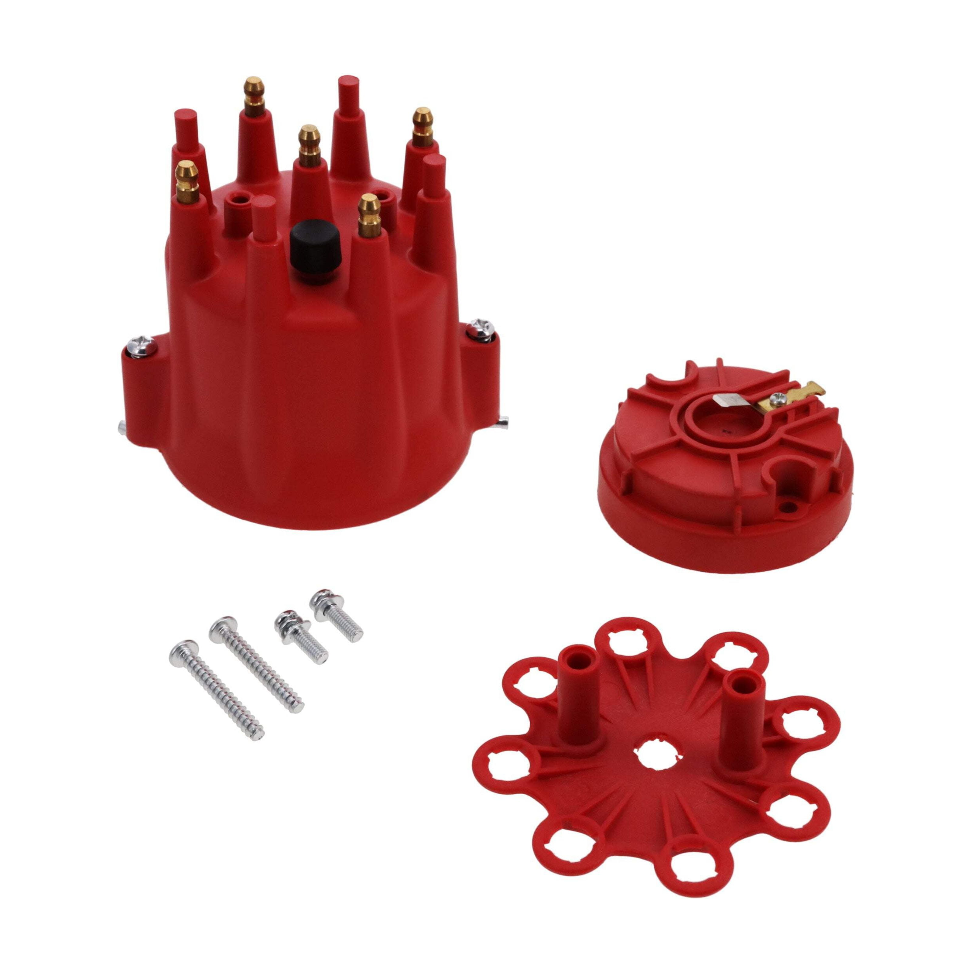 4-Cylinder Male Pro Series Ready to Run Distributor Cap Rotor Kit - Red ...