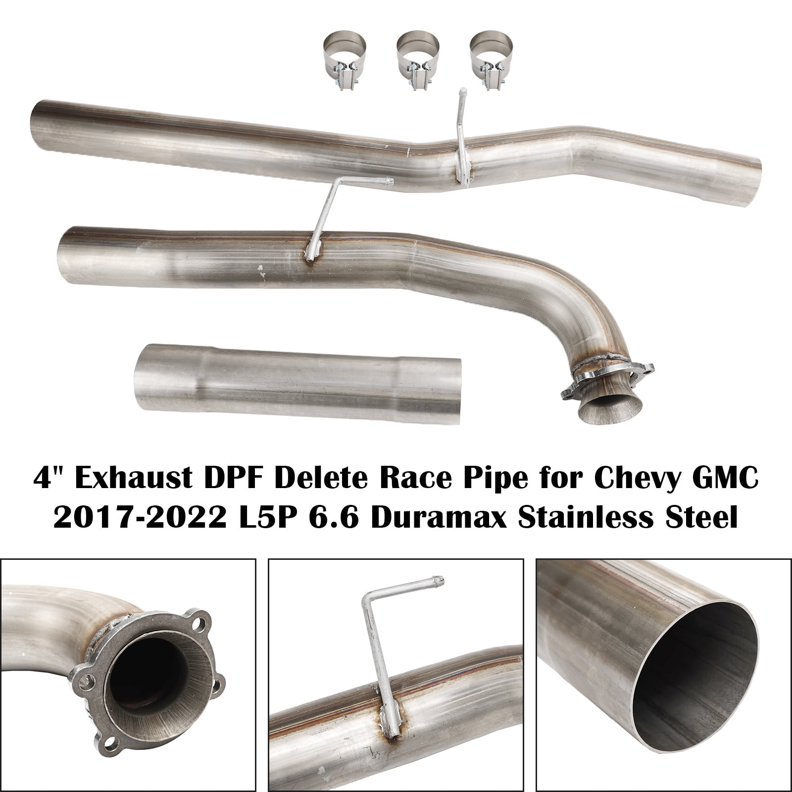 "Chevrolet GMC 4"" Stainless Steel DPF Race Exhaust Pipe for 2017-2022 ...