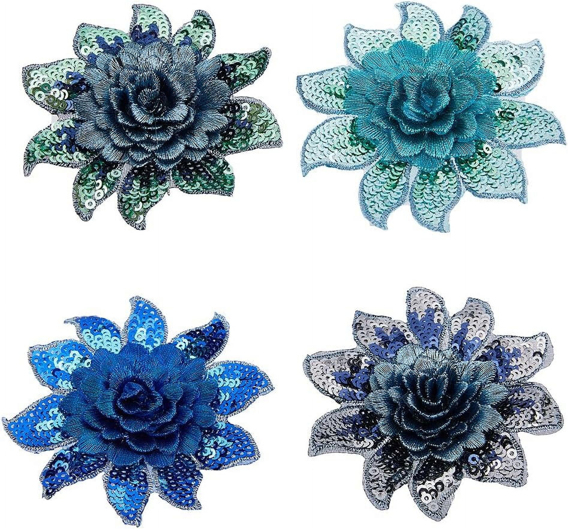 4 Dark Series Flower Subsidy 3D Flower Gold Sequin Crystal Embroidered ...