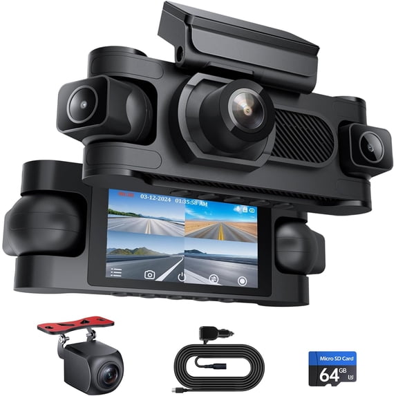 4 Dash Cam 360? View,1080P Front and Rear Inside, Left Right Dash ...