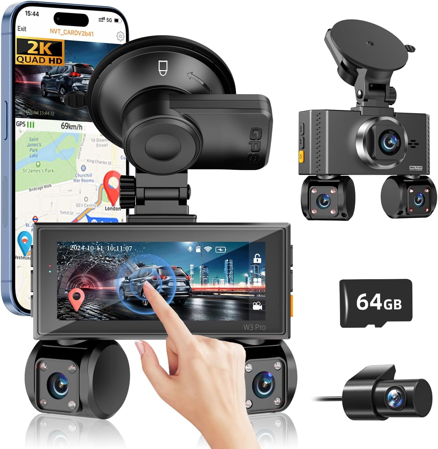4 Dash Cam Front and Rear, 360? View Dash Camera for with 3.16" IPS ...