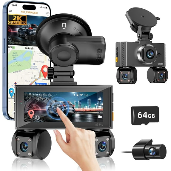 4 Dash Cam Front and Rear, 360? View Dash Camera for with 3.16" IPS ...