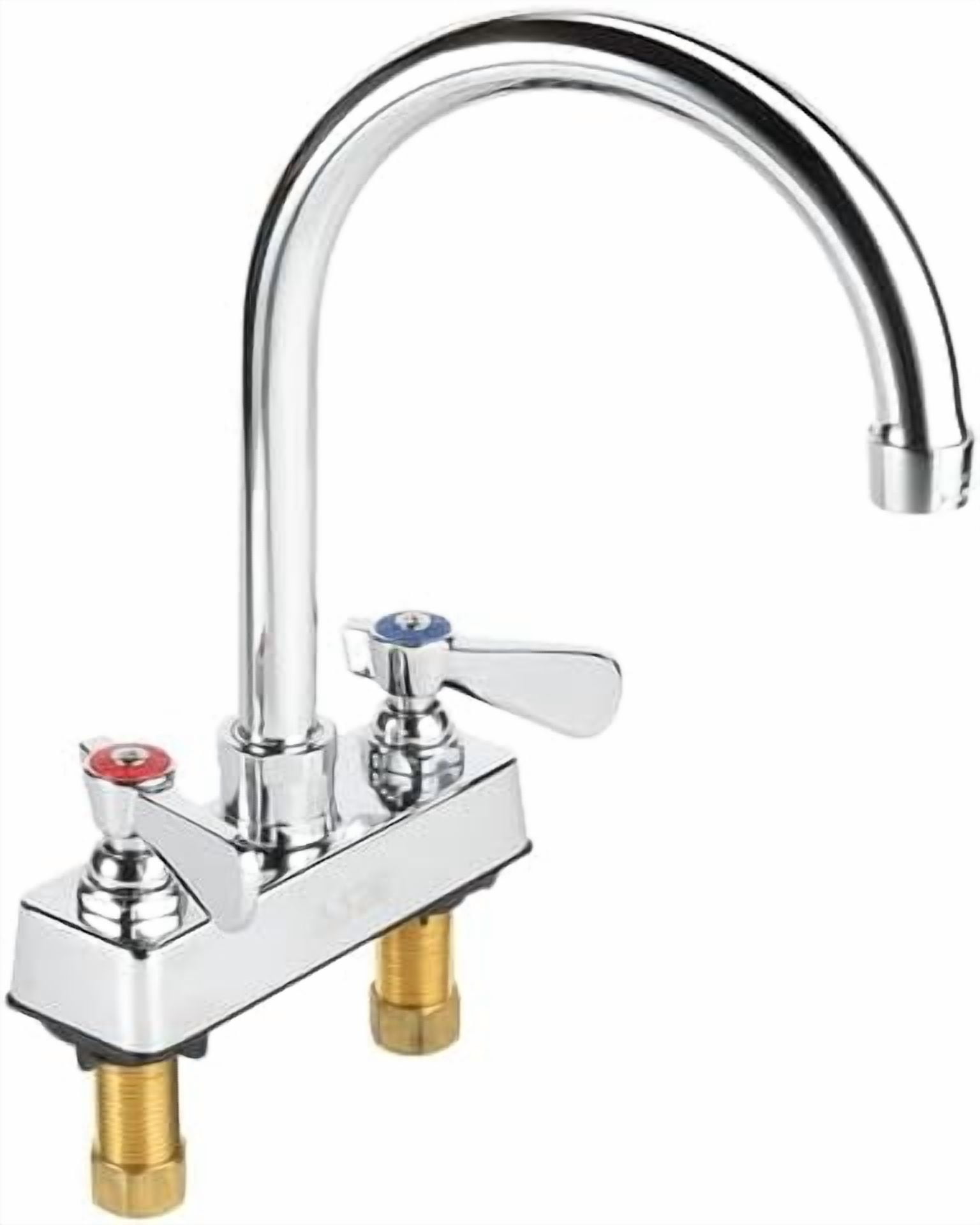 4" Deck Mount Commercial Bar Sink Faucet with 6" Gooseneck Spout, Brass ...