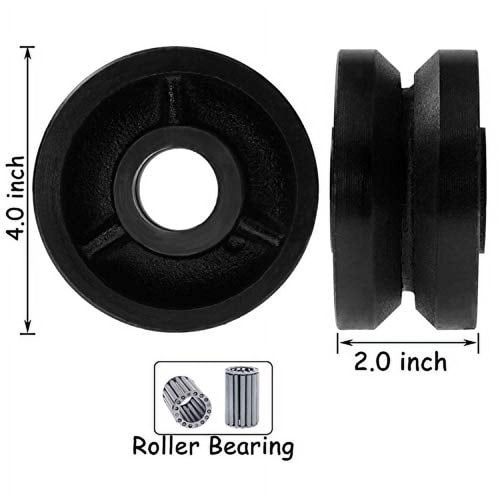 4"Diamete x2" Width Cast Iron V Groove Caster Wheel with Straight ...