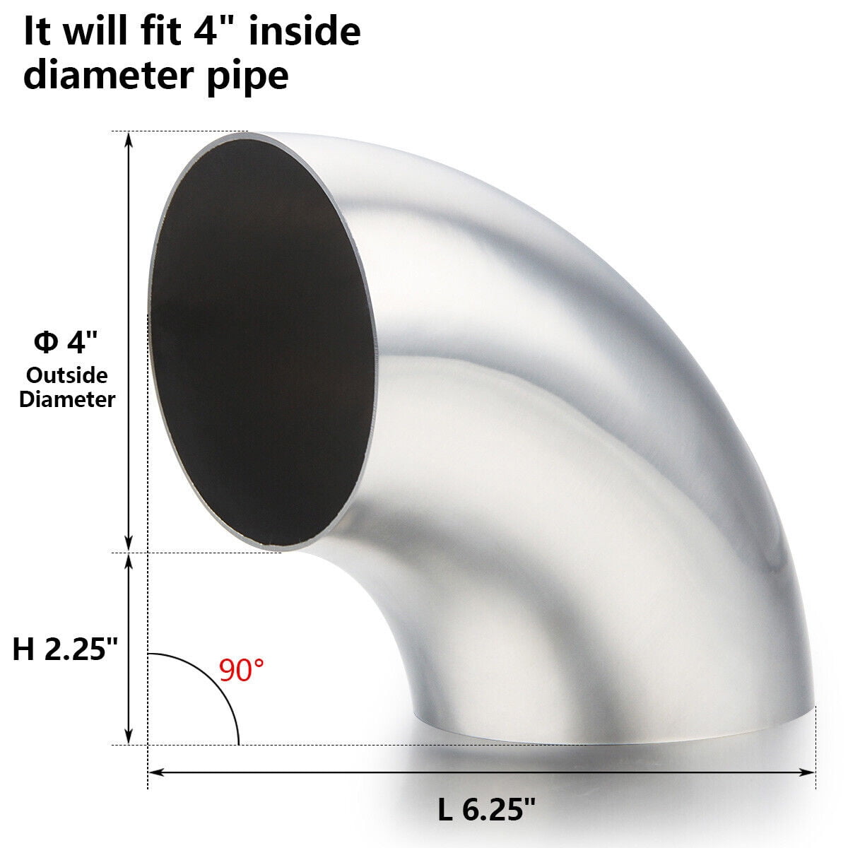 4" Diameter Elbow Exhaust Pipe Stainless Steel Tight Radius Mandrel ...