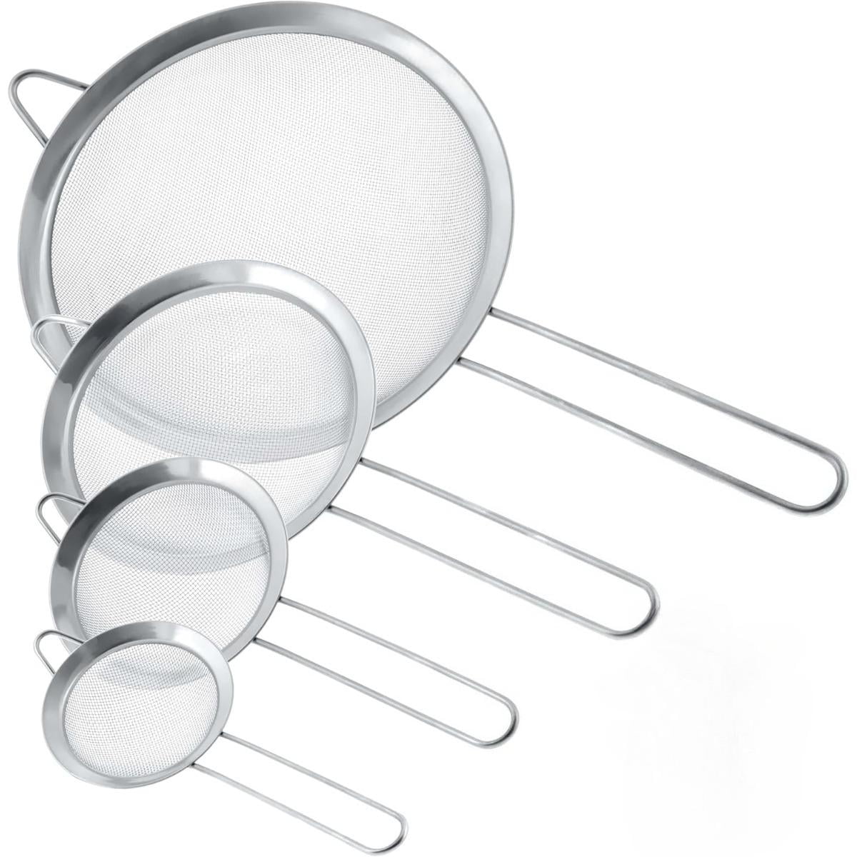 4 Different Sizes, Fine Mesh Stainless Steel Strainers, Dough Strainer ...