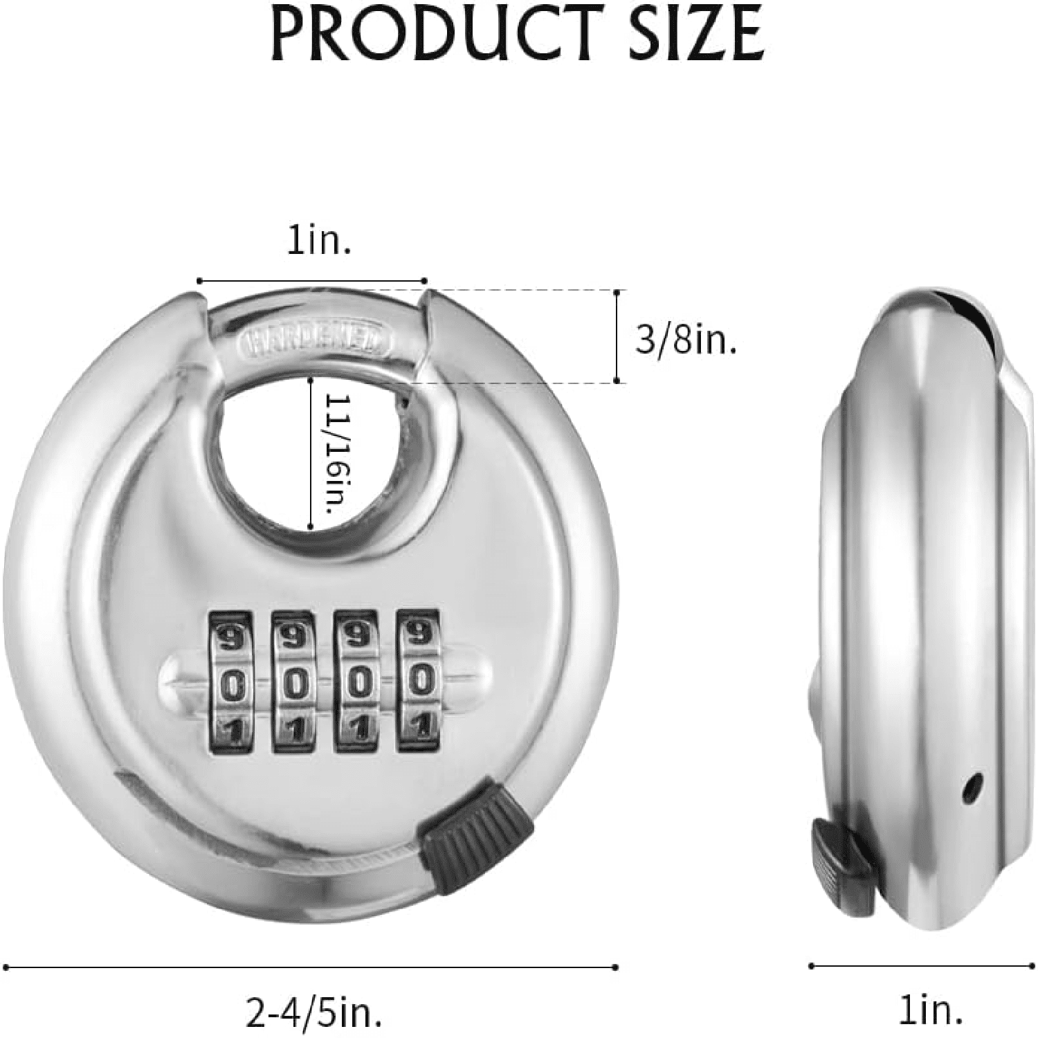 4 Digit Combination Lock, Combination Disc Padlock with Hardened Steel ...