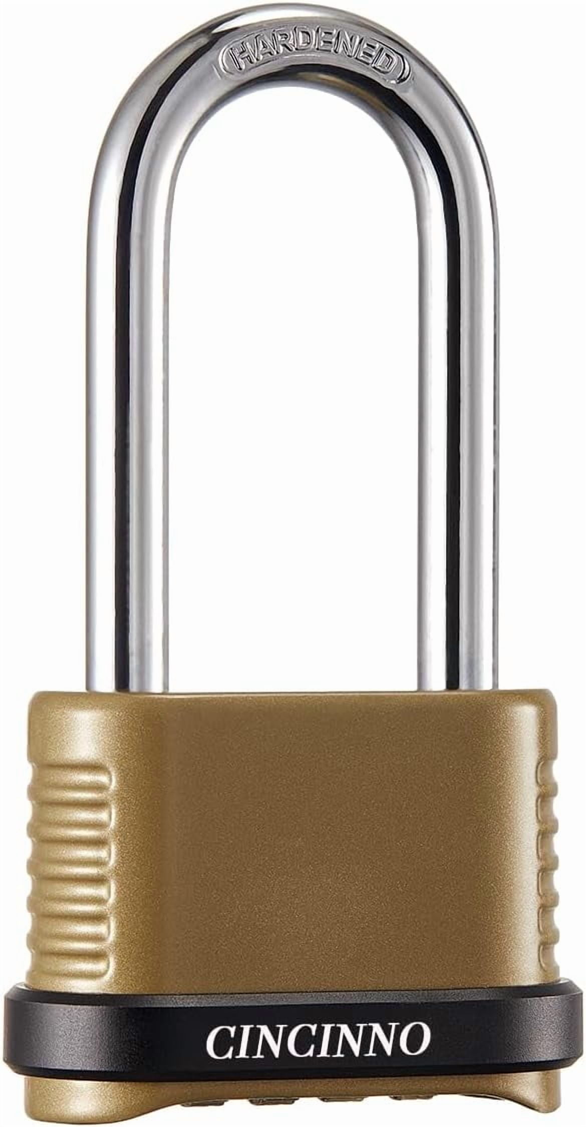 4 Digit Combination Lock, Heavy Duty Combo Padlock with Long Shackle ...
