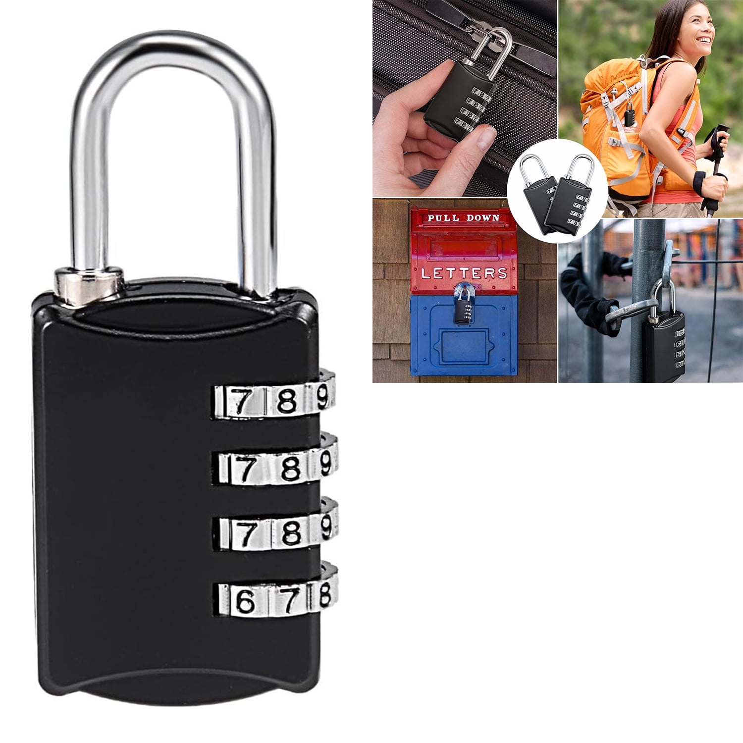 4 Digit Combination Lock, Small Luggage Combo Locks, Outdoor Waterproof ...