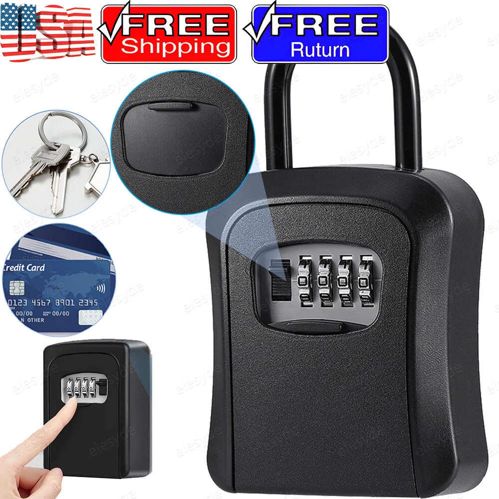 4 Digit Key Safe Lock Box Combination Wall Mount Security Storage Case ...