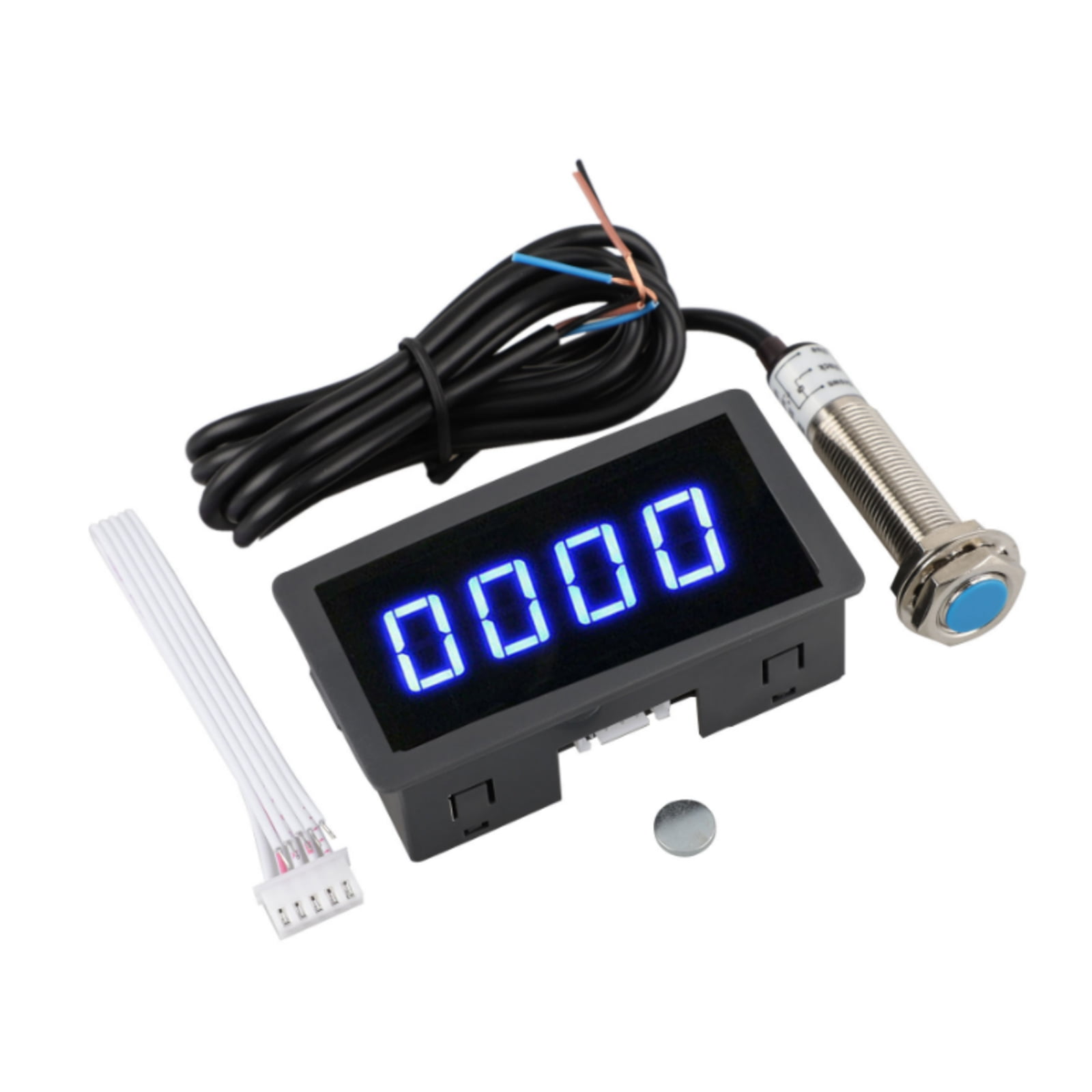 4-Digit LED Tachometer RPM Speed Meter, with Hall Proximity Switch ...
