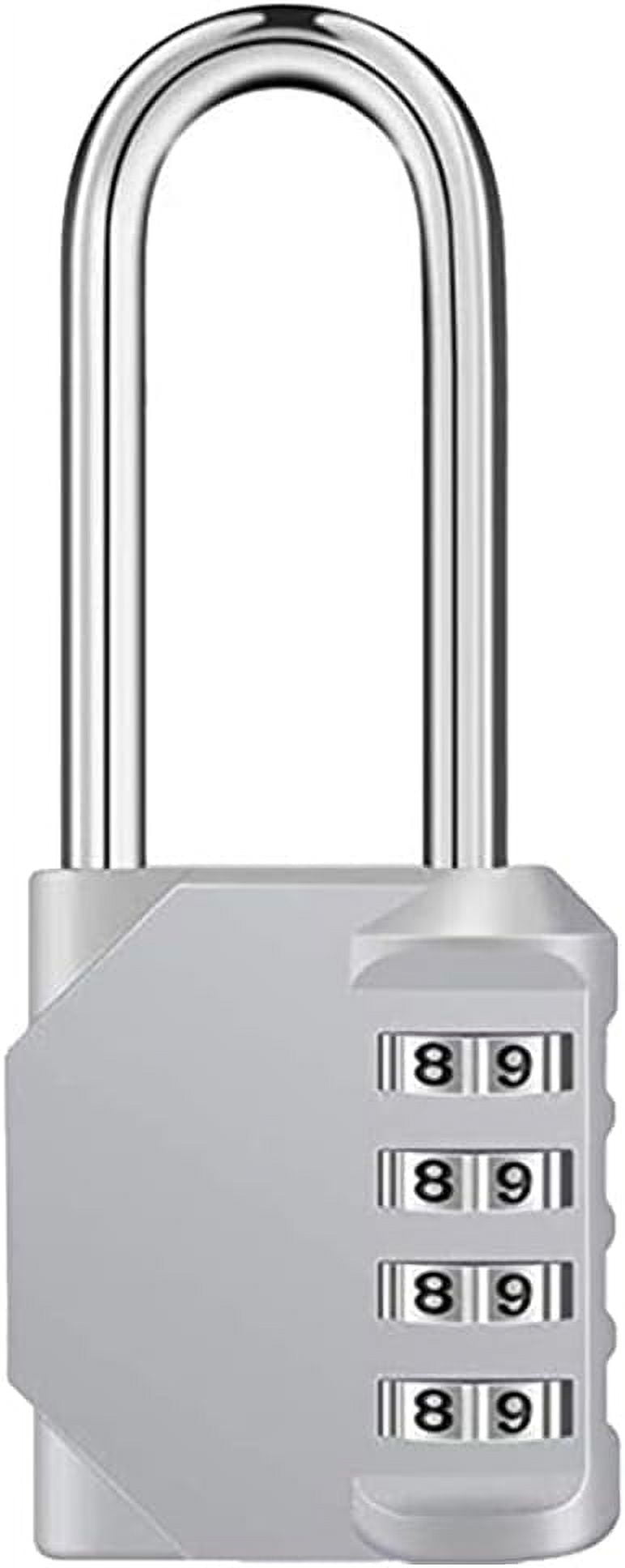 4-Digit Password Combination Long Shackle Lock, Portable Code Padlock ...