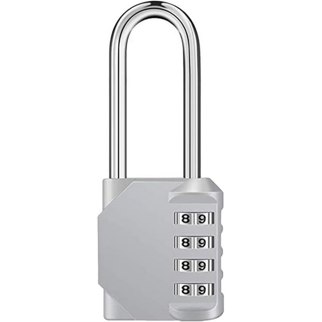 4-Digit Password Combination Long Shackle Lock, Portable Code Padlock ...