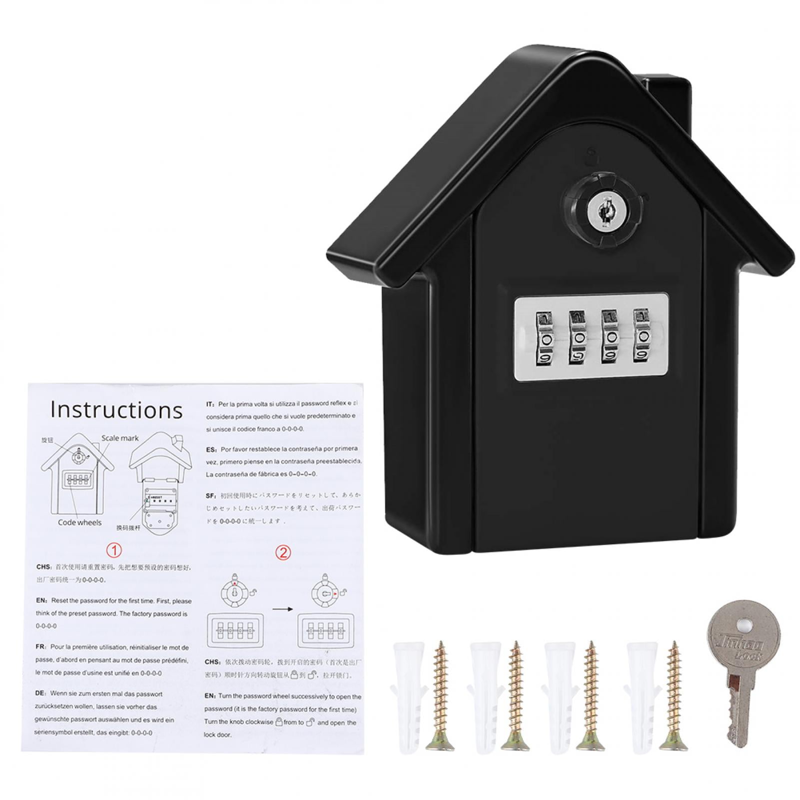 4,Digit Password Key Lock Box, Secure Wall Mounted Storage For Home ...