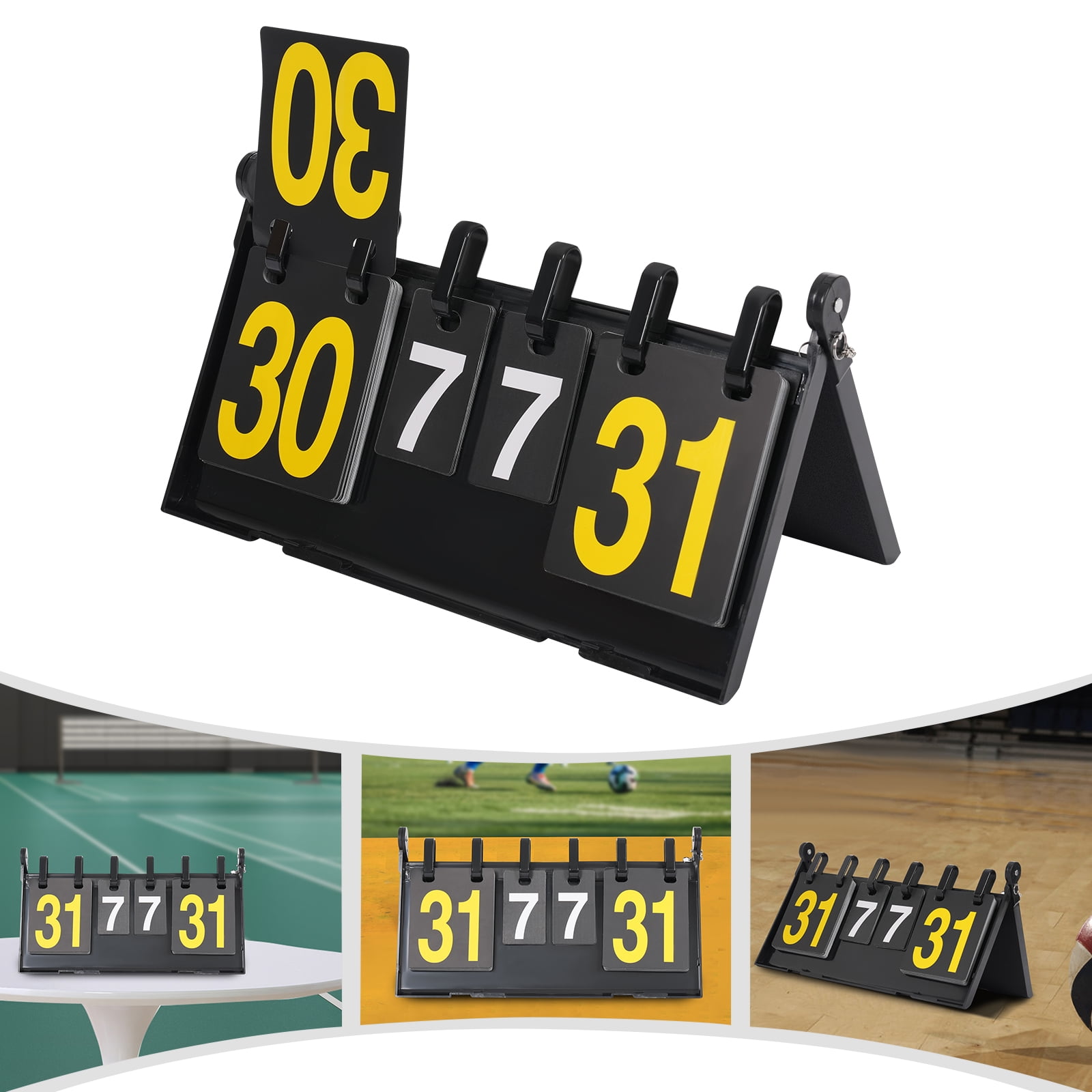 4-Digit Portable Flip Scoreboard, Impact-Resistant, Waterproof, with ...