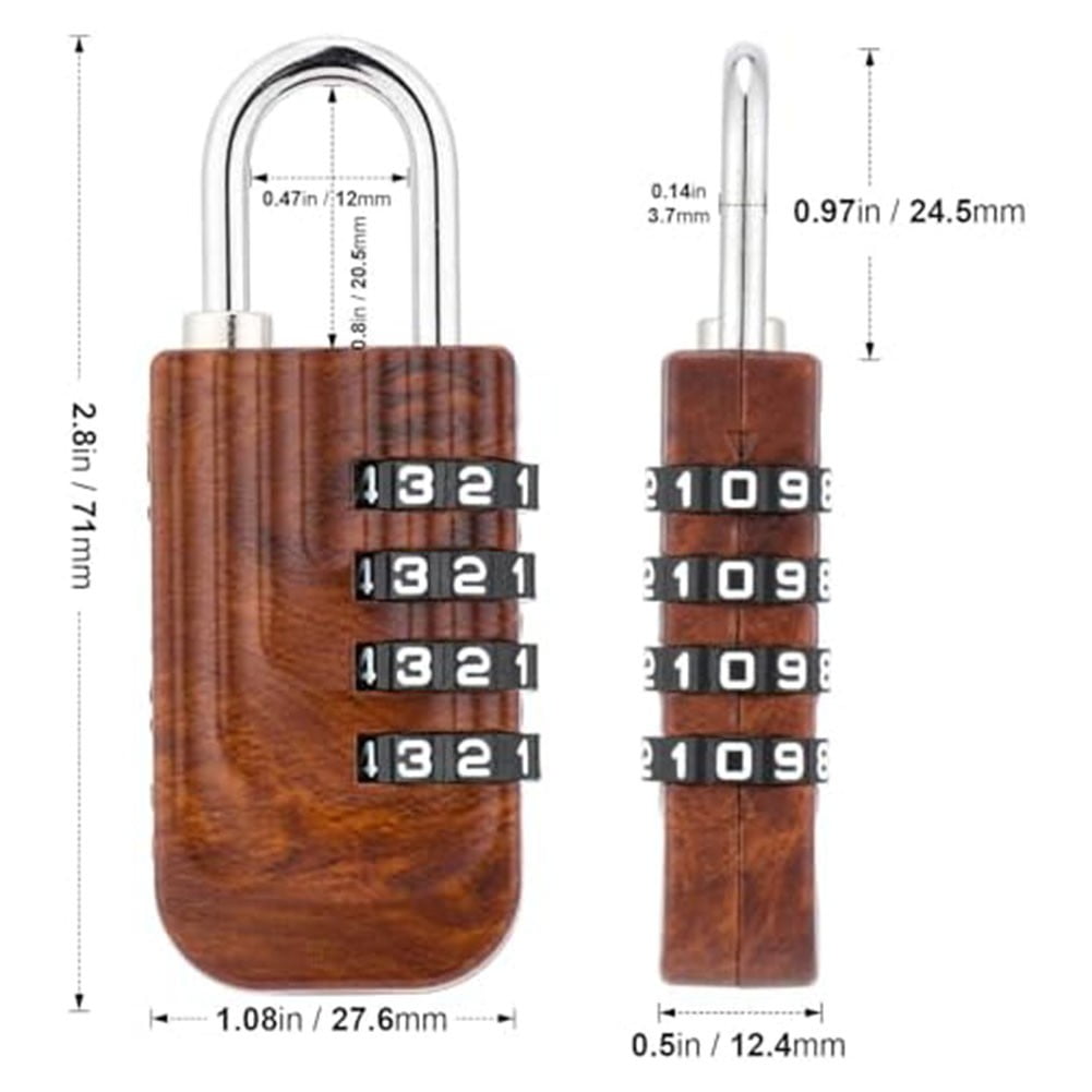 4 Digit Resettable Combination Locker Lock, Gym Padlock, Mini Padlock ...