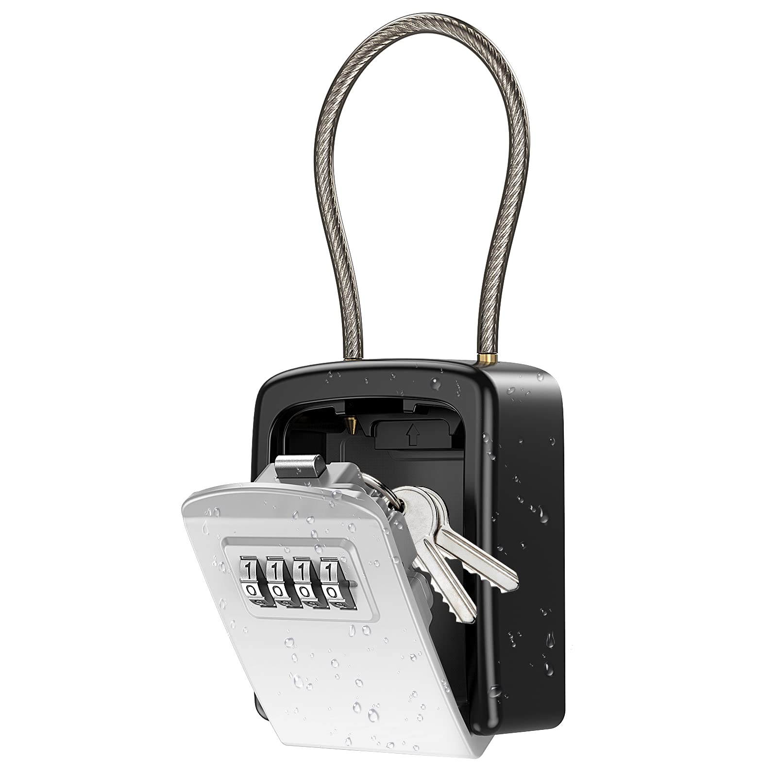 4-Digit Safe Lock Box for Keys with Removable Shackle, Waterproof ...