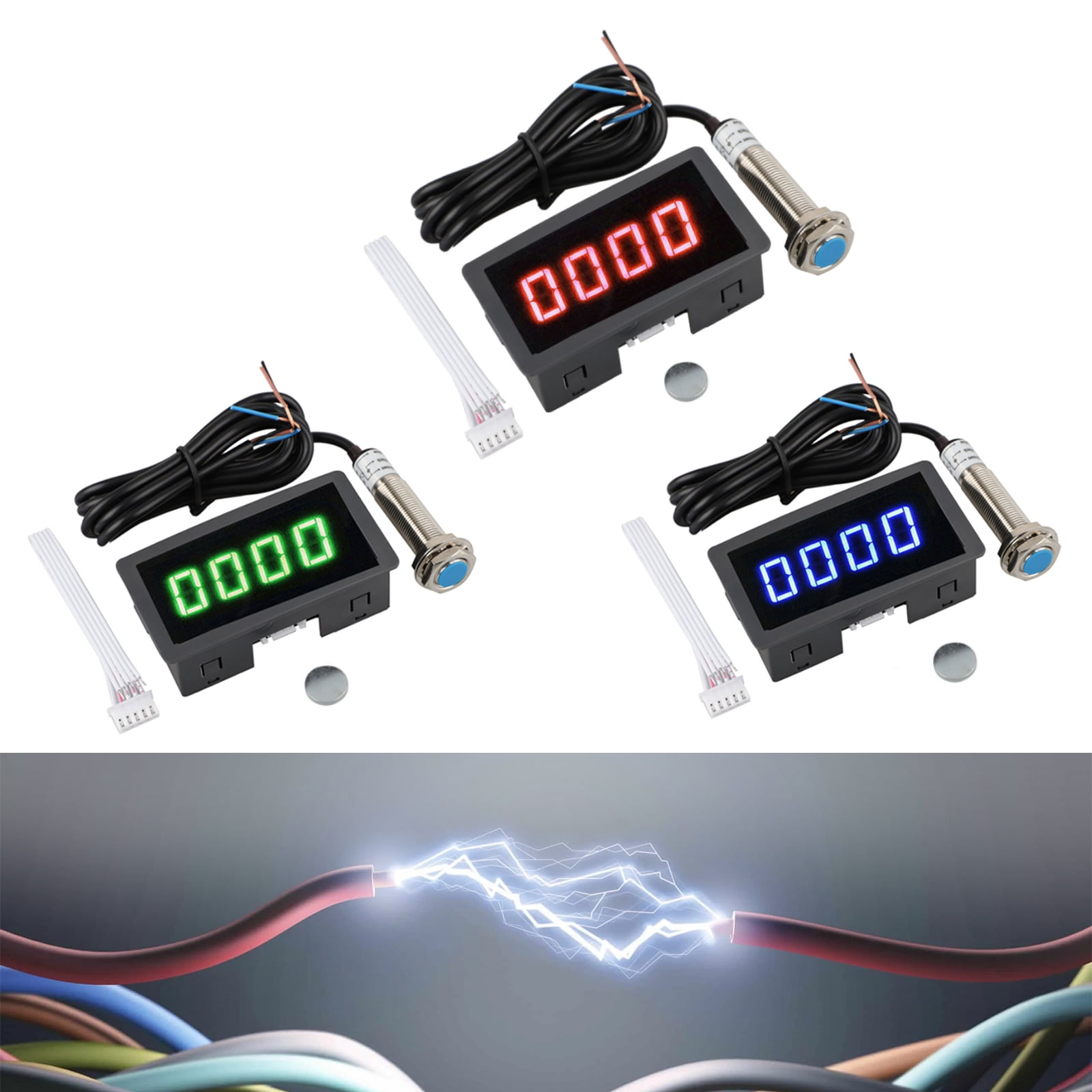 4 Digital LED Tachometer RPM Speed Meter With Hall Proximity Switch ...