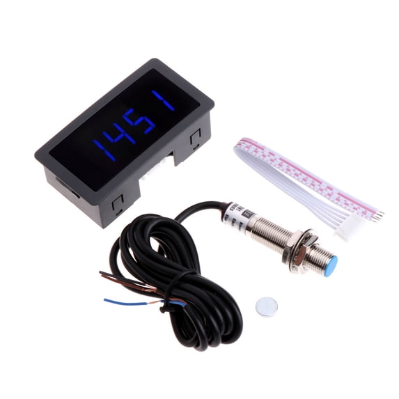 4 Digital Tachometer RPM Blue LED+Hall NPN Proximity Strong Anti ...