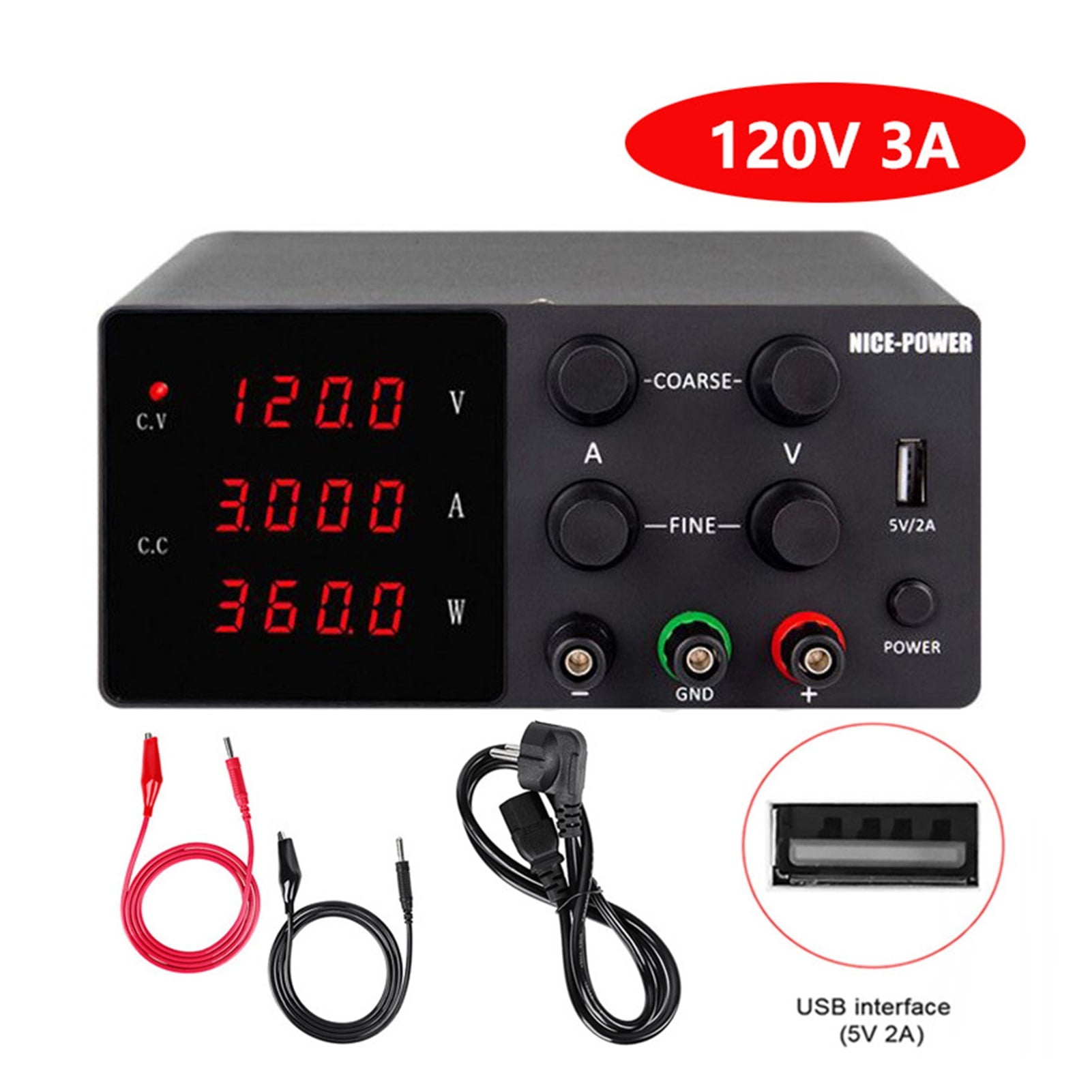 4 Digits Switching DC Lab Power Supply Mini Regulated Adjustable Black ...