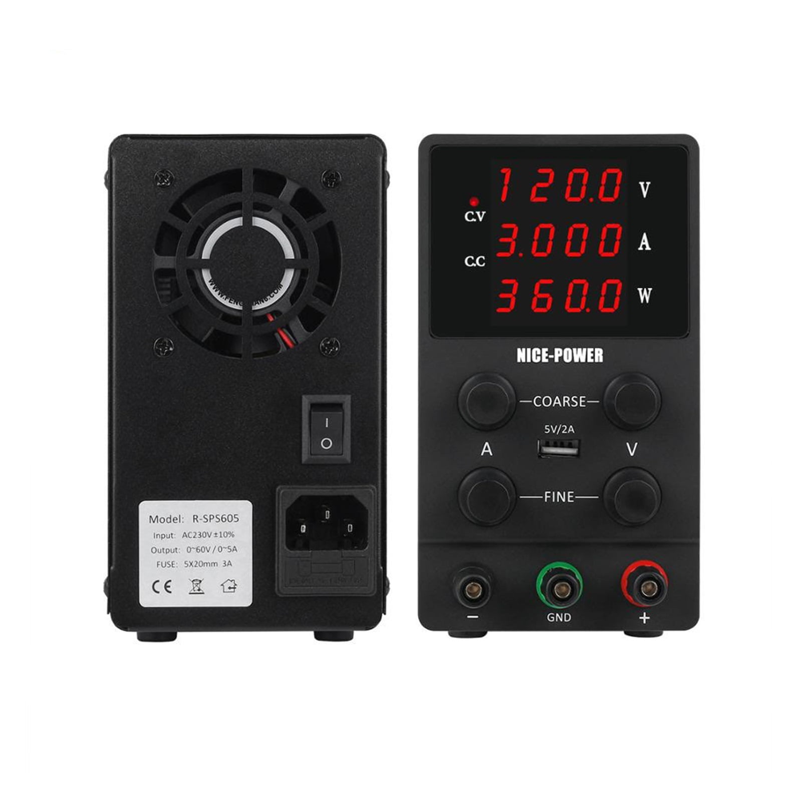 4-Digits USB Adjustable Switching DC Lab Bench Power Supply 60v 5a 30v ...