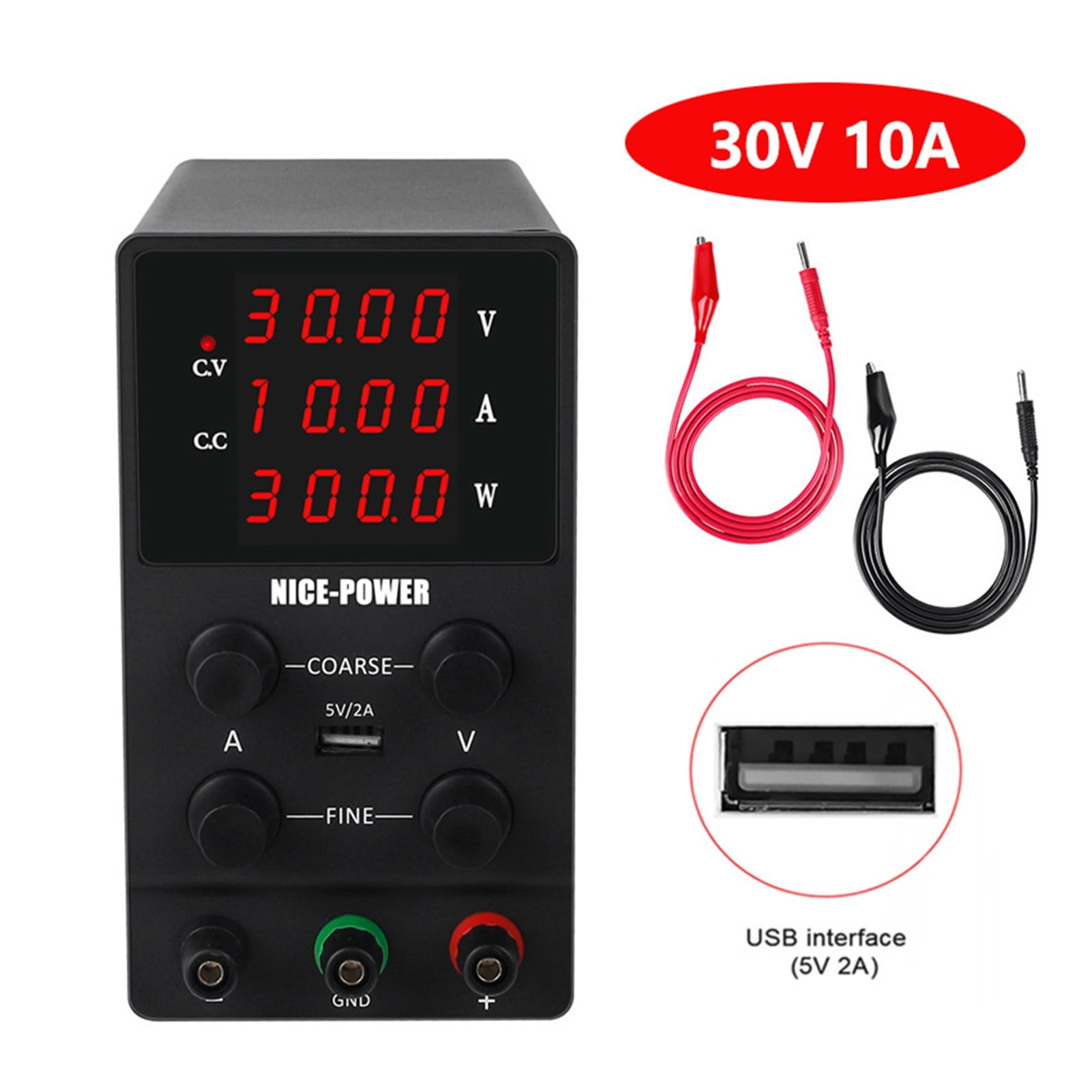 4 Digits USB DC Lab Power Supply Adjustable 30V 10A 60V 5A 120V 3A ...