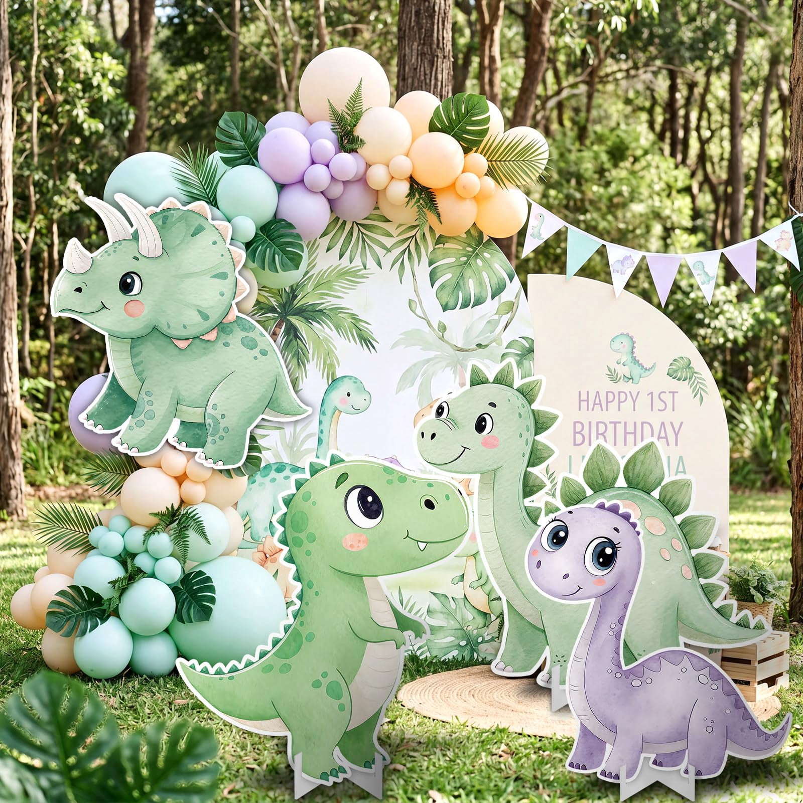4 Dinosaur Cardboard Cutout Standups Party Photo Booth Decoration ...