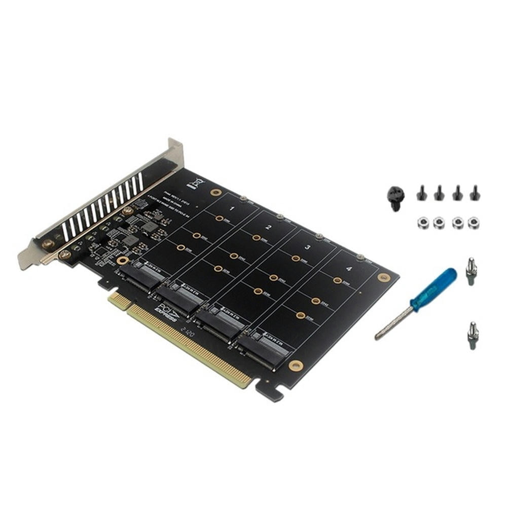 4-Disk NVME RAID PCI-E X16 Dapter Card Array Expansion Card Support M ...