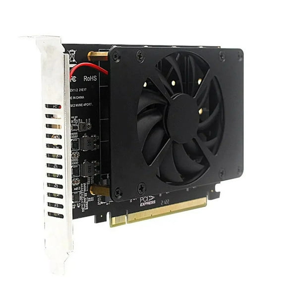 4 Disk PCIe 4.0 X16 Switch to 4 Ports M.2 Adapter Card with Heat Sink ...