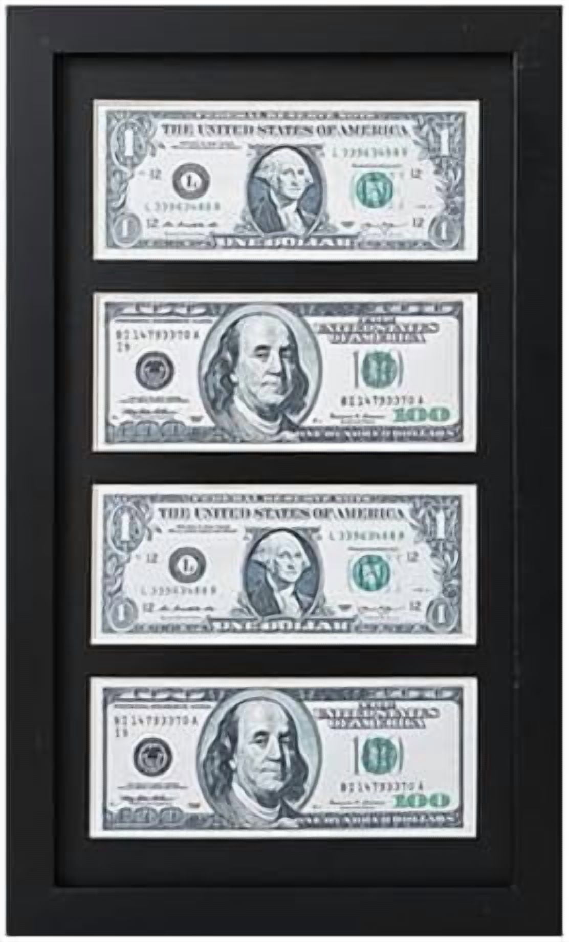 4 Dollar Bill Frame, Wooden Picture Frame 2.5x6 Inch Black Dollar Bill ...