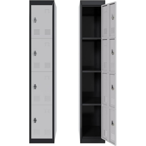 4 Door 72" Tall Single Metal Lockers, Lockers for Employees with Keys ...