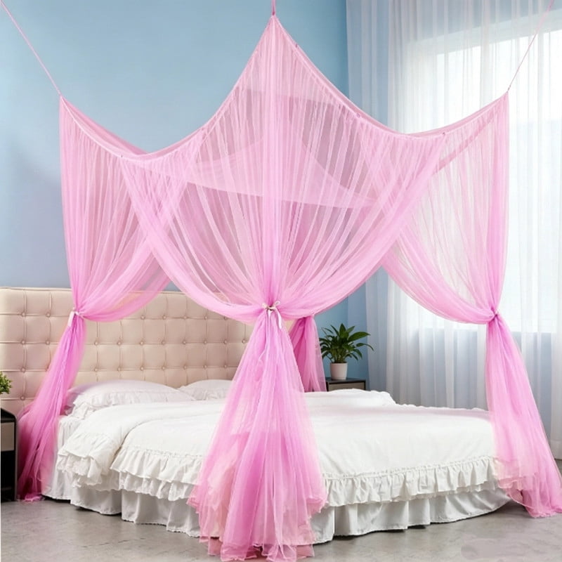 4 Door Ceiling Mosquito Net, Breathable Fine Mesh Bed Canopy, Romantic ...